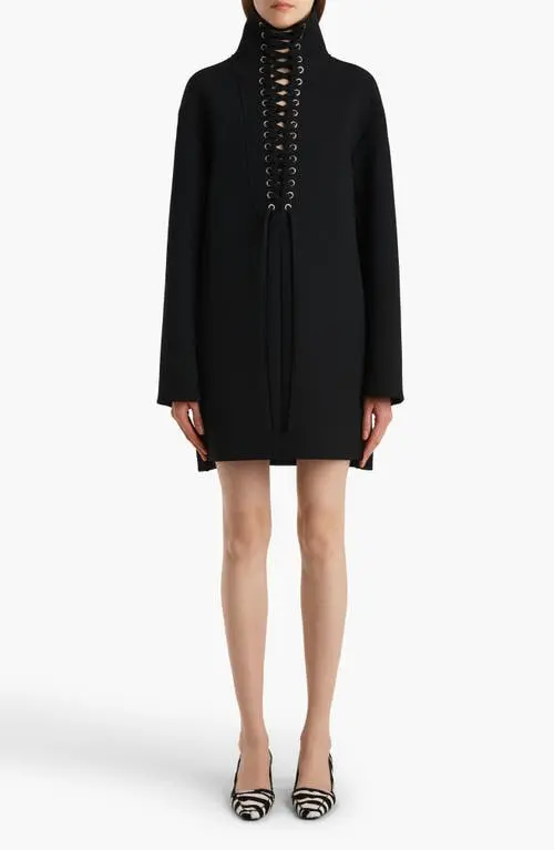 Khaite Lee Lace-up Long Sleeve Crepe Dress - Black