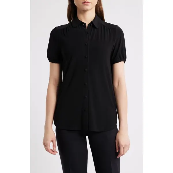 Anne Klein Collared Short Sleeve Button-up Shirt