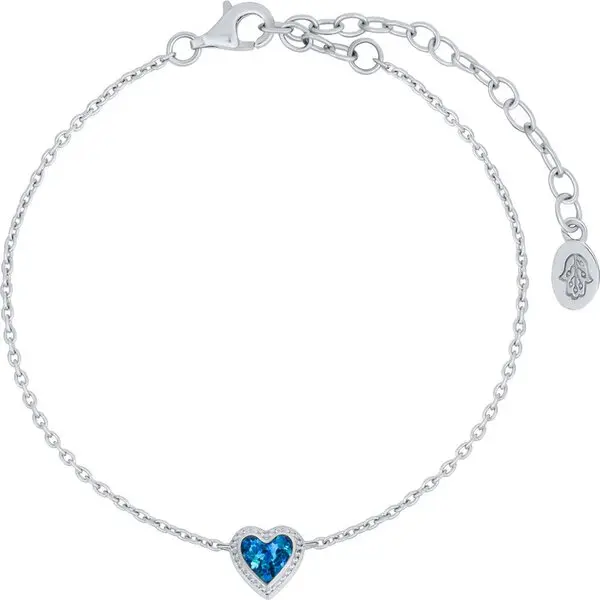 KARMA AND LUCK Ocean's Wisdom Lab Blue Opal Heart Bracelet - Silver/blue
