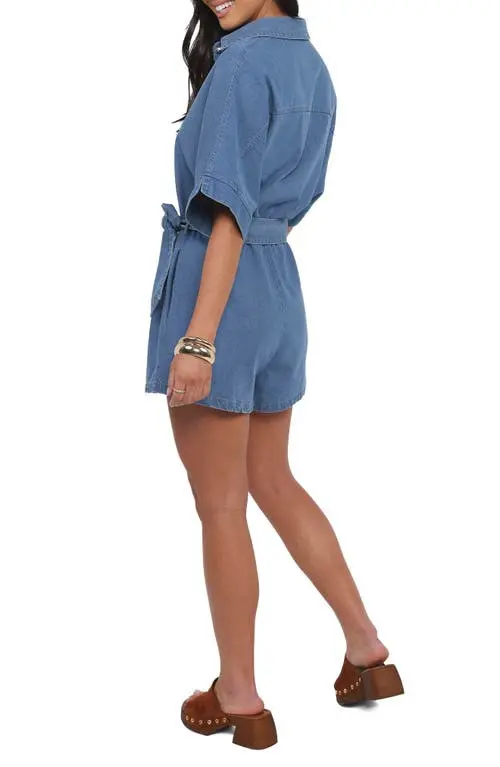 PETAL & PUP Hailey Belted Denim Romper
