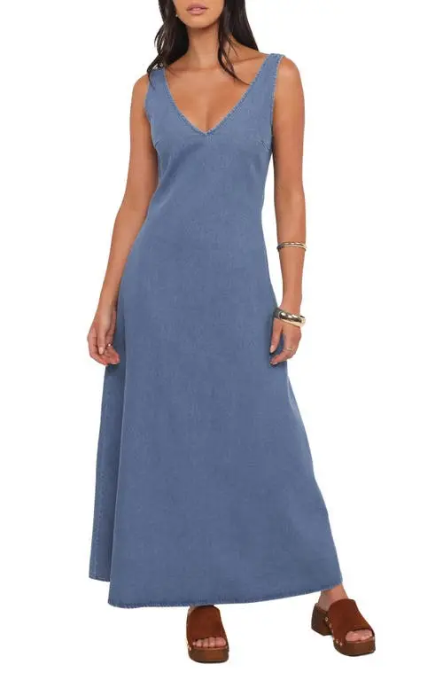 PETAL & PUP Odelia Cotton Denim Maxi Dress - Indigo