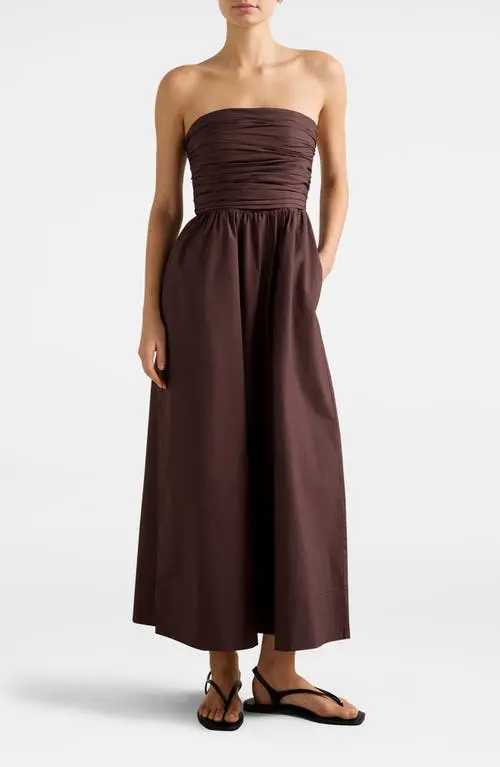 EVER NEW Strapless Ruched Midi Dress
