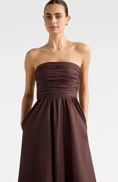 EVER NEW Strapless Ruched Midi Dress