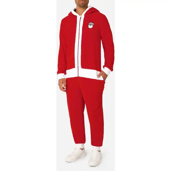 Opposuits Merry Jinglejoy Hooded Fleece Jumpsuit - Red