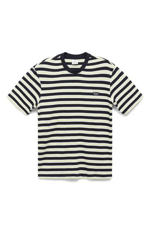 Mango Regular Fit Stripe Cotton T-shirt - Navy