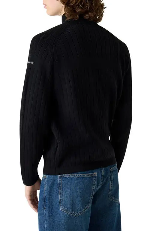 Guess Cotton Rib Half Zip Sweater - Black