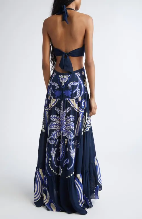 Johanna Ortiz Vintage Bloom Silk Maxi Dress - Navy/Ecru | Editorialist
