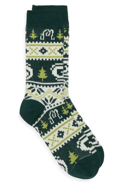 MALBON Douglas Fair Isle Crew Socks - Forest