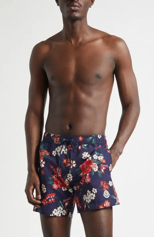 Moncler Floral Swim Trunks - Navy/red Floral