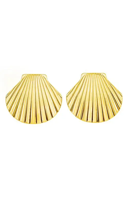 PANACEA Shell Stud Earrings - Gold