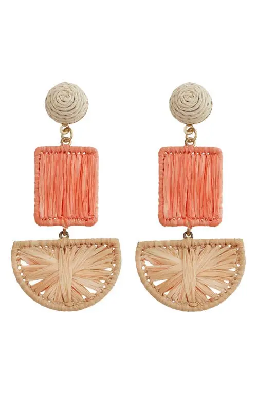 PANACEA Woven Architectural Statement Drop Earrings - Peach