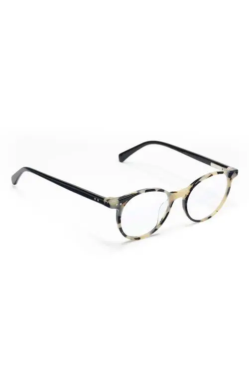 Eyebobs Case Closed 50mm Round Blue Light Blocking Eyeglasses - Black/white Tortoise/black