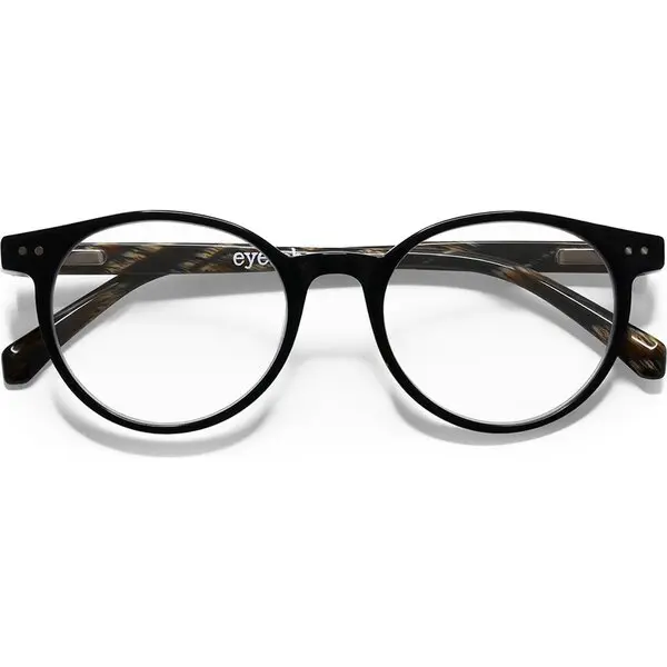 Eyebobs Case Closed 50mm Round Frame Reading Glasses - Black & Horn