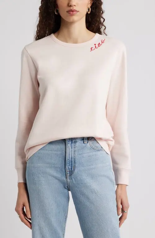 Caslon Ciao Embroidered Relaxed Sweatshirt