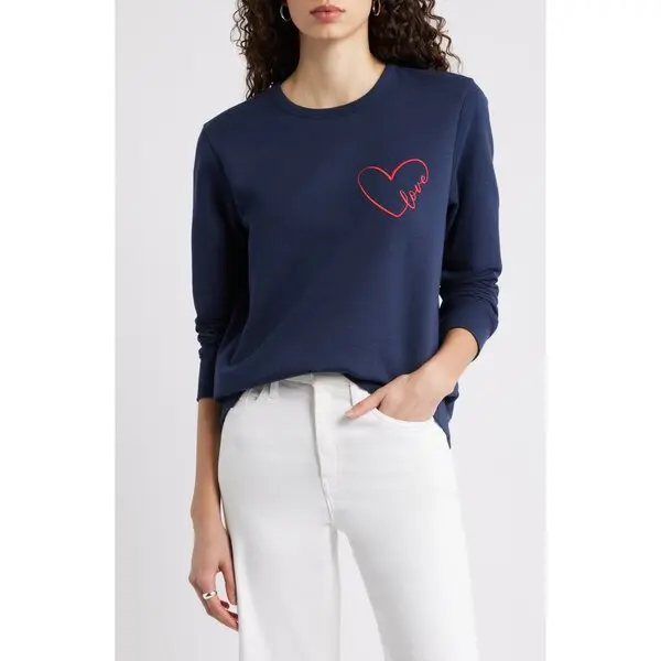 Caslon Embroidered Relaxed Sweatshirt