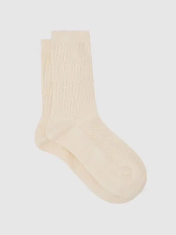 REISS Hattie Cotton-blend Textured Socks - Cream