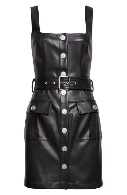 L'Agence Midy Faux Leather Sleeveless Dress - Black