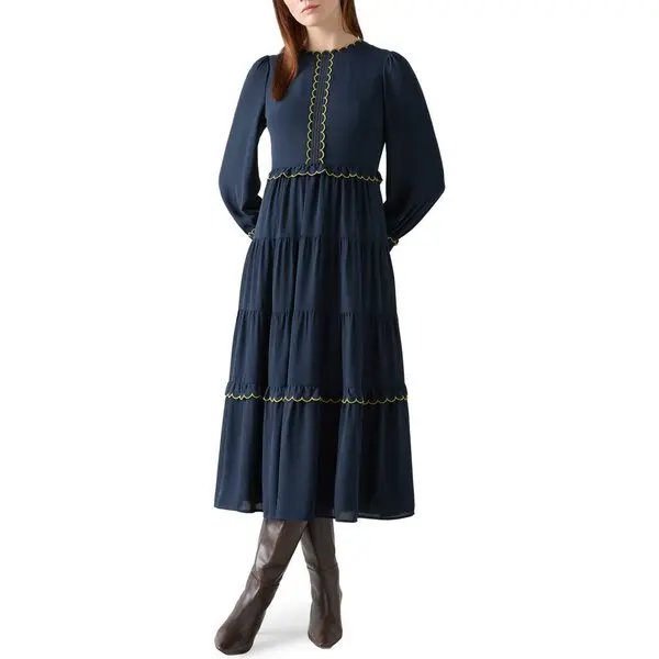 LK BENNETT Scalloped Tiered Maxi Dress