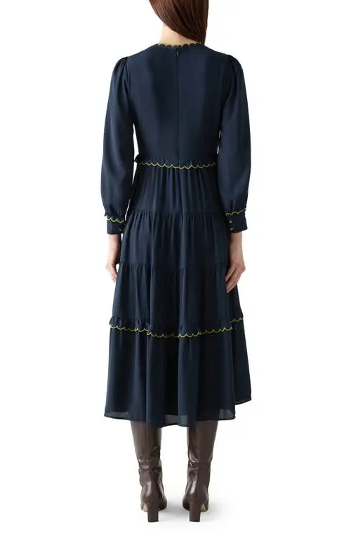 LK BENNETT Scalloped Tiered Maxi Dress