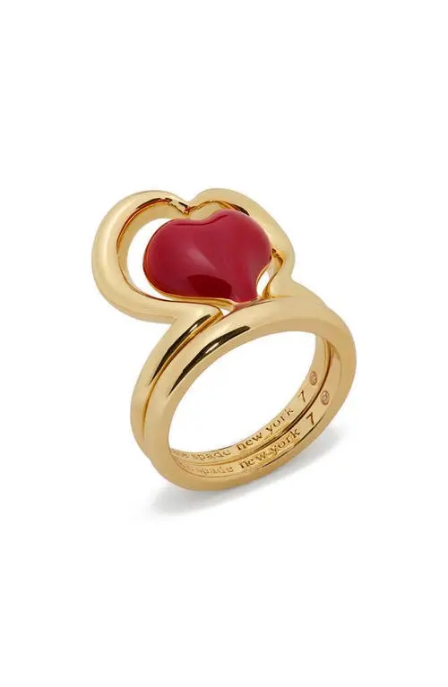 Kate Spade New York Amour Heart Rings Set - Dark Scarlet