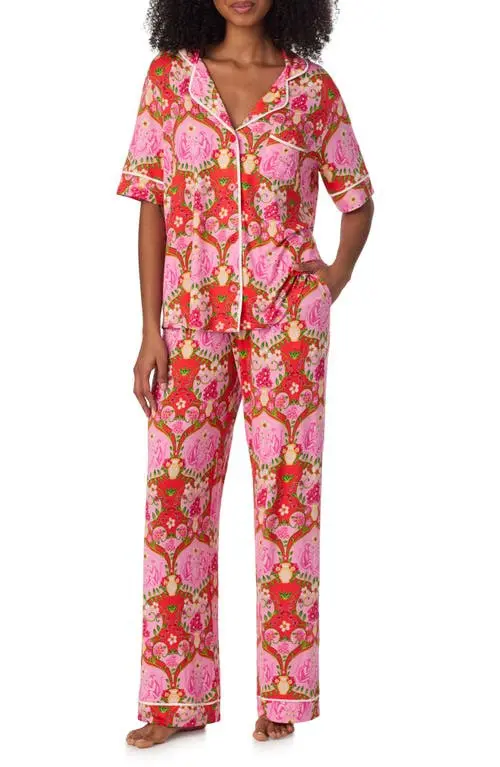 ROOM SERVICE Contrast Piping Pajamas - Pink Multi