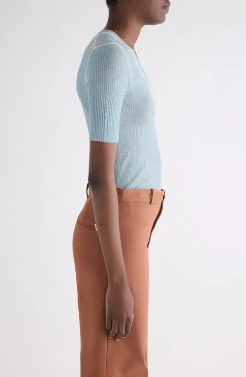 Chloé Pointelle Stitch Merino Wool Blend Sweater - Cloudless Blue