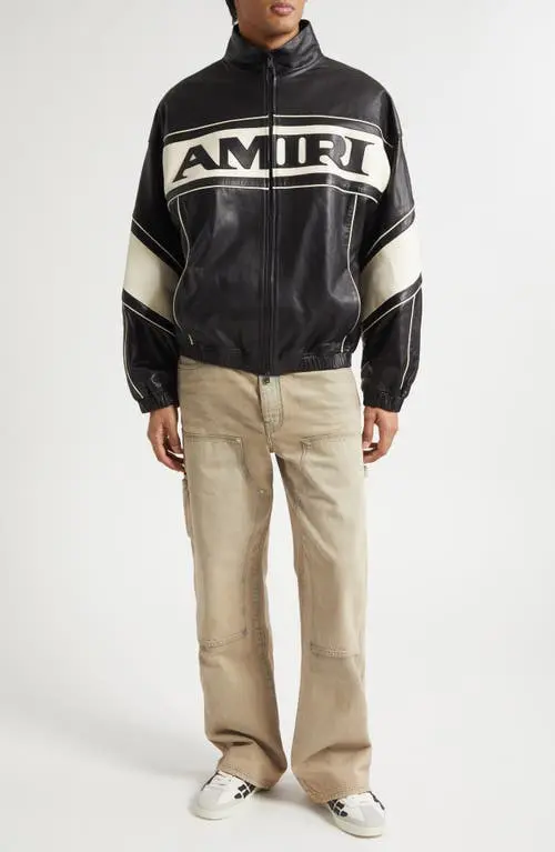 Amiri Sport Logo Lambskin Leather Track Jacket