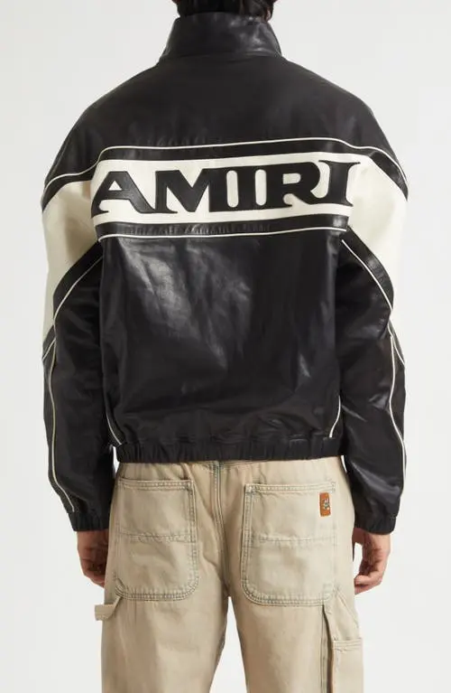 Amiri Sport Logo Lambskin Leather Track Jacket