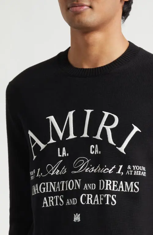 Amiri Arts District Embroidered Crewneck Sweater