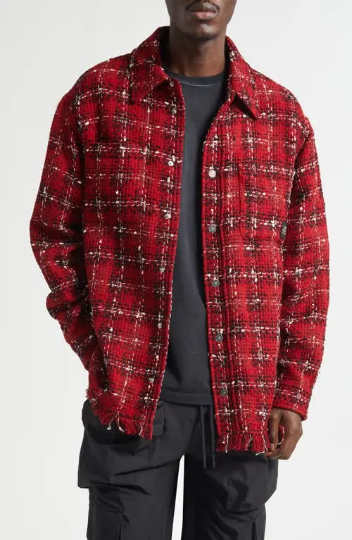 Amiri Plaid Wool Blend Tweed Overshirt