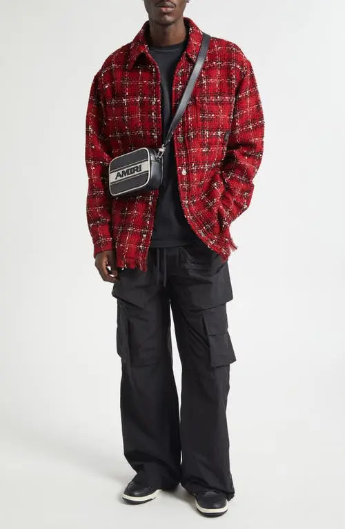 Amiri Plaid Wool Blend Tweed Overshirt