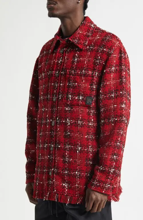 Amiri Plaid Wool Blend Tweed Overshirt