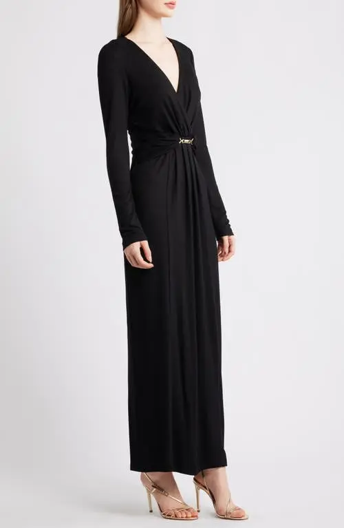 Halogen Wrap Front Long Sleeve Maxi Dress