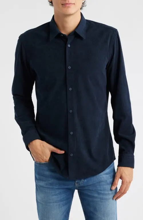 BOSS Roan Kent Corduroy Button-up Shirt - Dark Blue
