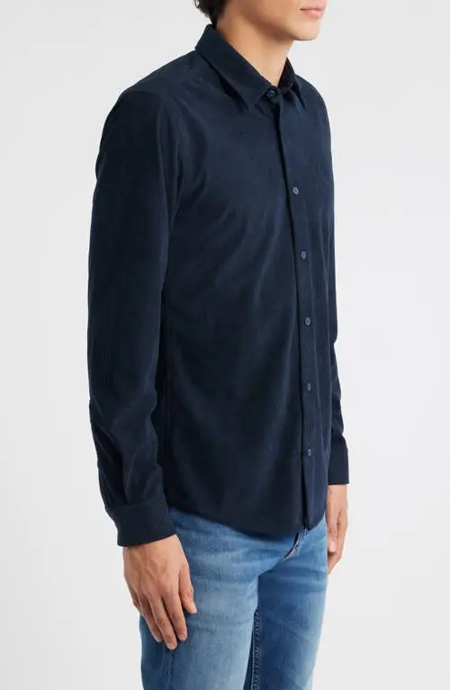 BOSS Roan Kent Corduroy Button-up Shirt - Dark Blue