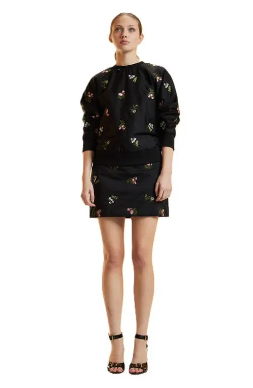 Cynthia Rowley Embroidered Mini Skirt - Black