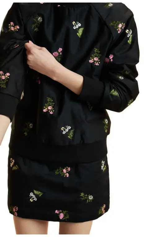 Cynthia Rowley Embroidered Mini Skirt - Black
