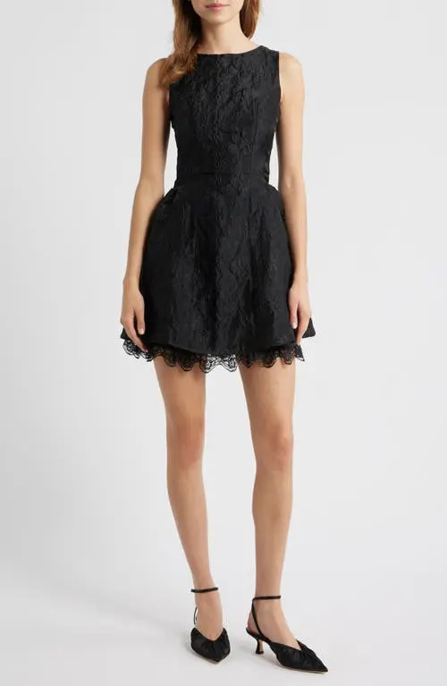 SISTER JANE Screenplay Floral Jacquard Cocktail Mini Dress - Black