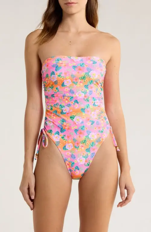 KULANI KINIS Strapless Cinched Tie One-piece Swimsuit - Summer Glow