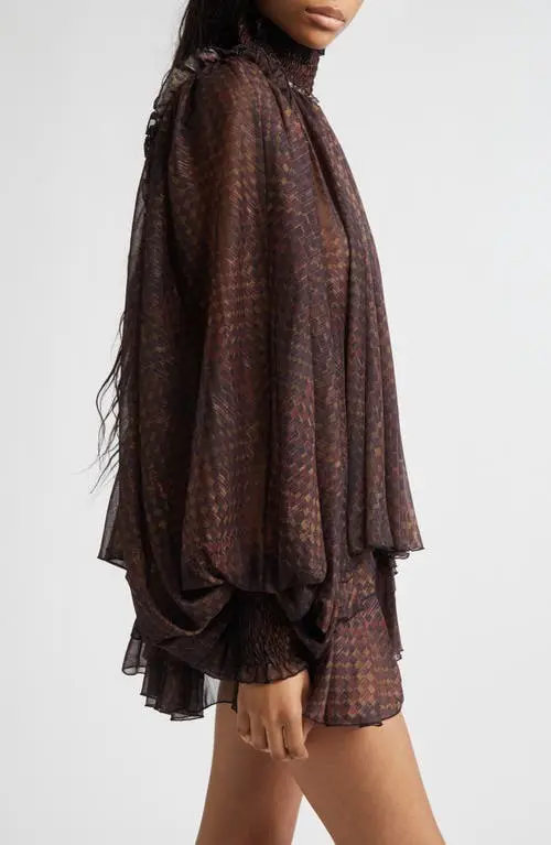 SIEDRES Serena Metallic Stripe Geo Print Chiffon Top