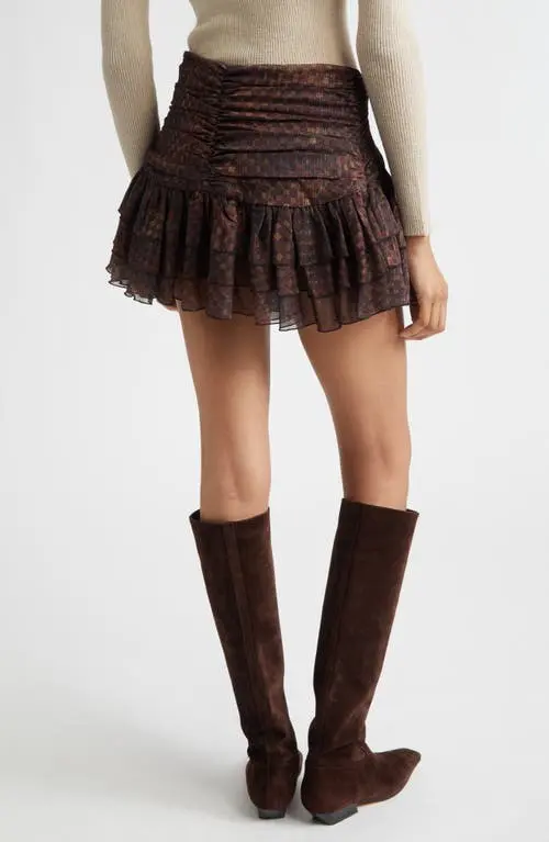 SIEDRES Kaia Geo Print Tiered Metallic Chiffon Miniskirt - Brown Multi