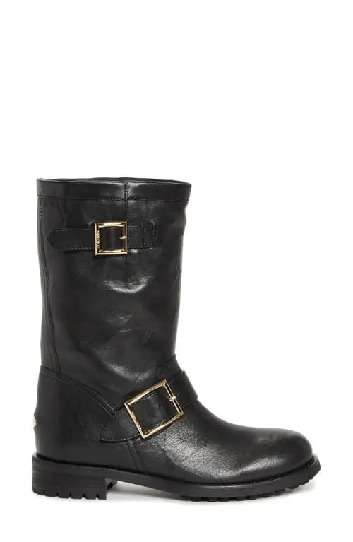 JIMMY CHOO Biker Leather Boots - Black