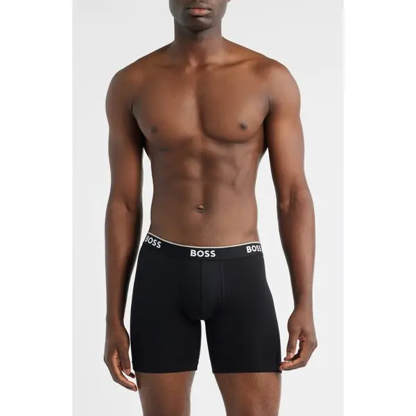 BOSS 3-pack Power Stretch Cotton Long Boxer Briefs - Black