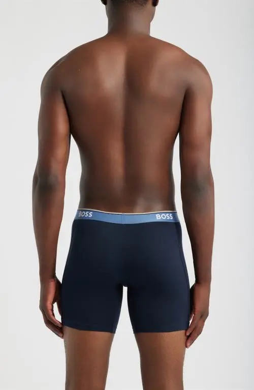 BOSS 3-pack Power Stretch Cotton Long Boxer Briefs - Navy