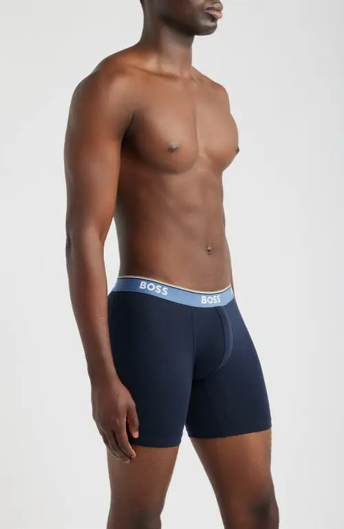 BOSS 3-pack Power Stretch Cotton Long Boxer Briefs - Navy