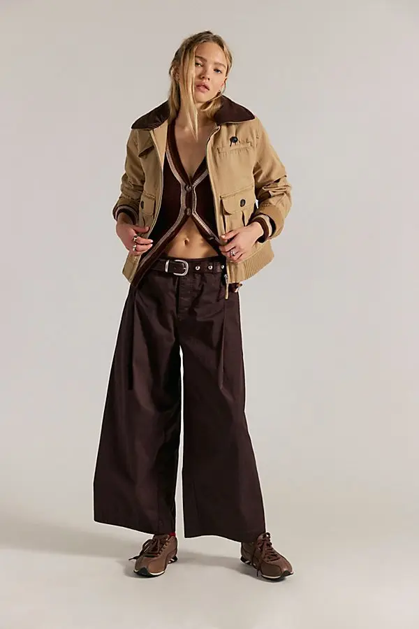 Free People Silverlake Wide-leg Chino Trousers - Chocolatier