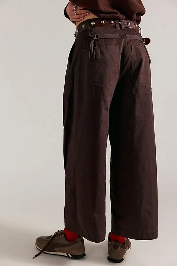 Free People Silverlake Wide-leg Chino Trousers - Chocolatier