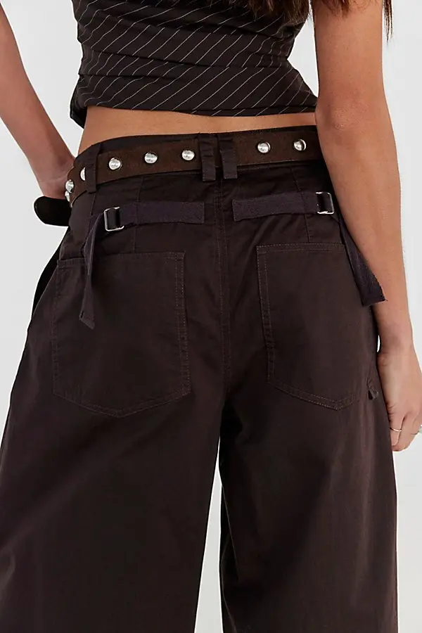 Free People Silverlake Wide-leg Chino Trousers - Chocolatier
