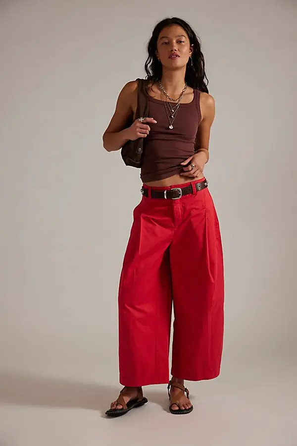 Free People Silverlake Wide-leg Chino Trousers - High Risk Red