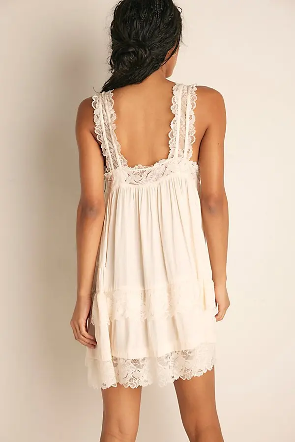 Free People Forever Yours Mini Slip - Toasted Eggnog